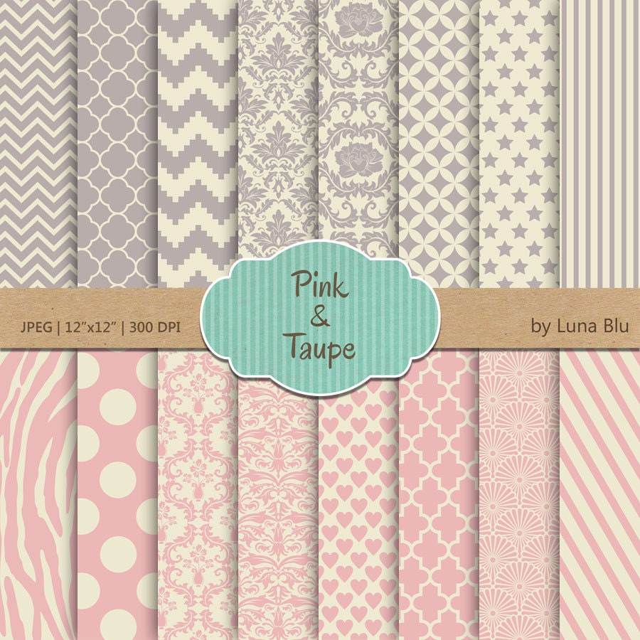 Pink and Taupe Digital Paper: Pink and Taupe