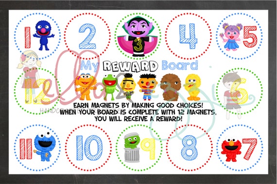 Reward Chart Printable Sesame Street Reward Board Instant