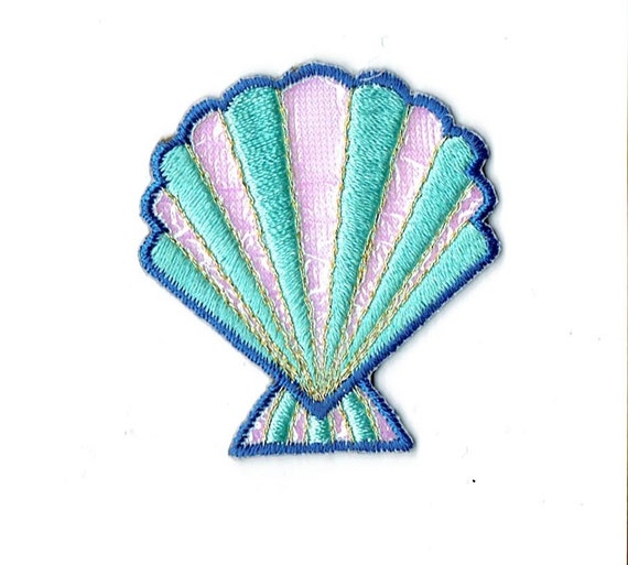 Seashell Blue and Pink Shimmery Sea Shell by WholesaleApplique
