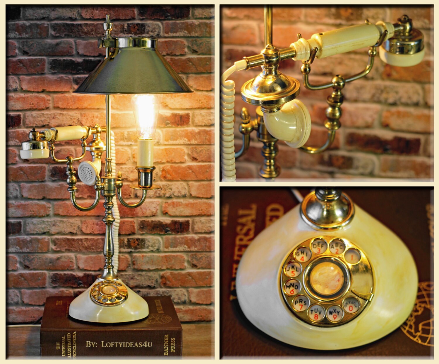 Repurposed Vintage Steampunk Inspired Telephone Antique Ivory