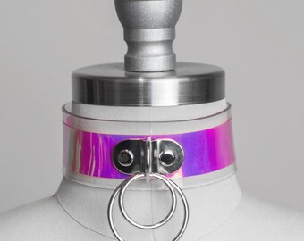 HOLOGRAPHIC O COLLAR Choker Collar Iridescent Vinyl