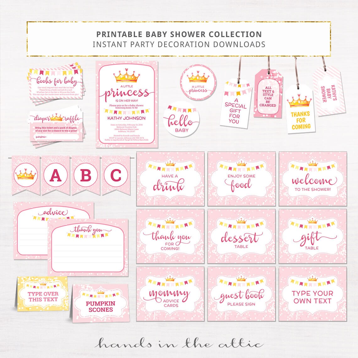 Pink baby shower package DIY printables baby by HandsInTheAttic