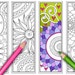 Happy Flower Coloring Bookmarks Page Instant by KLstudio15