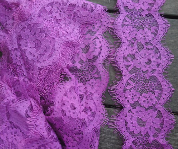1 3 or 5 Yds of 3.5 Wide Magenta Floral Lace Trim