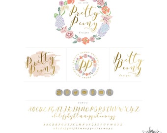 Peony logo design | Etsy