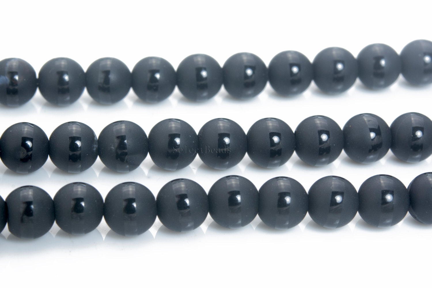 shiny and matte black onyx beads centre polished matte black