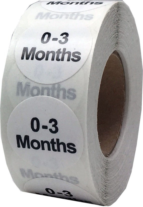 0-3 Months Baby Retail Clothing Size Stickers Round White