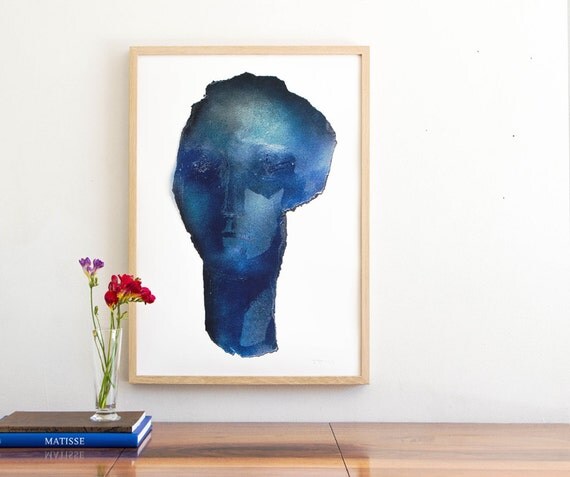 Large Blue Wall Art Print of Original Abstract by BorianaM on Etsy
