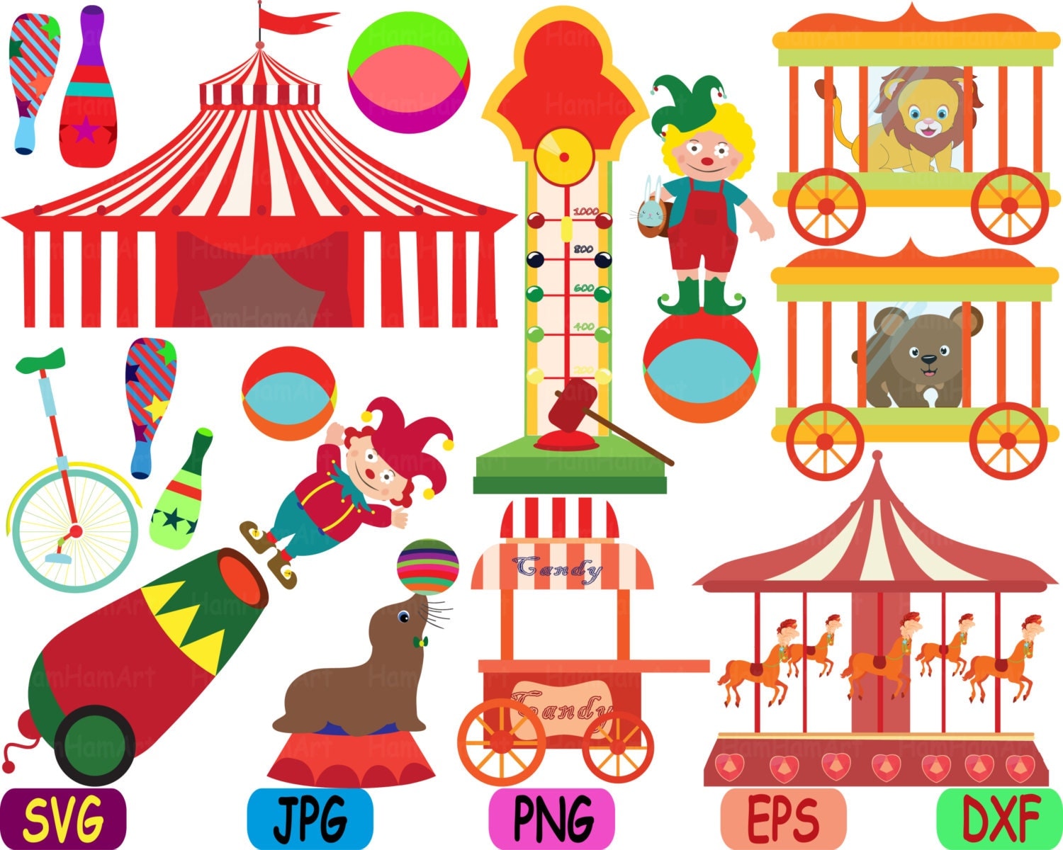 Circus carnival Clown cotton candy Cutting Files svg eps png