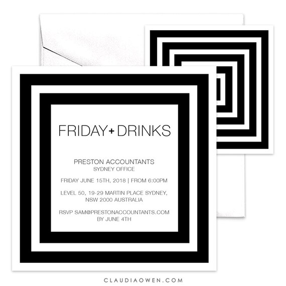 Items similar to Friday Drinks Invitation / Dinner Party Invitation ...