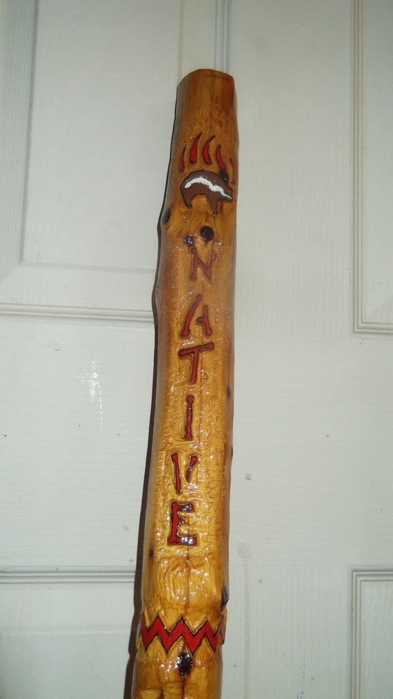 hand craved native american walking stick by Dreamwalkers2015