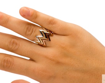 Zigzag rings | Etsy