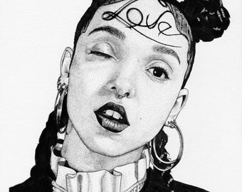 Tupac Shakur Portrait signed Giclée art print with by Sarahasart