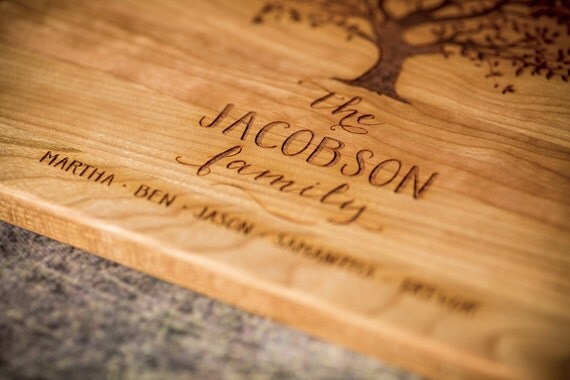 Personalized Family Tree Cutting Board Hardwood Cutting