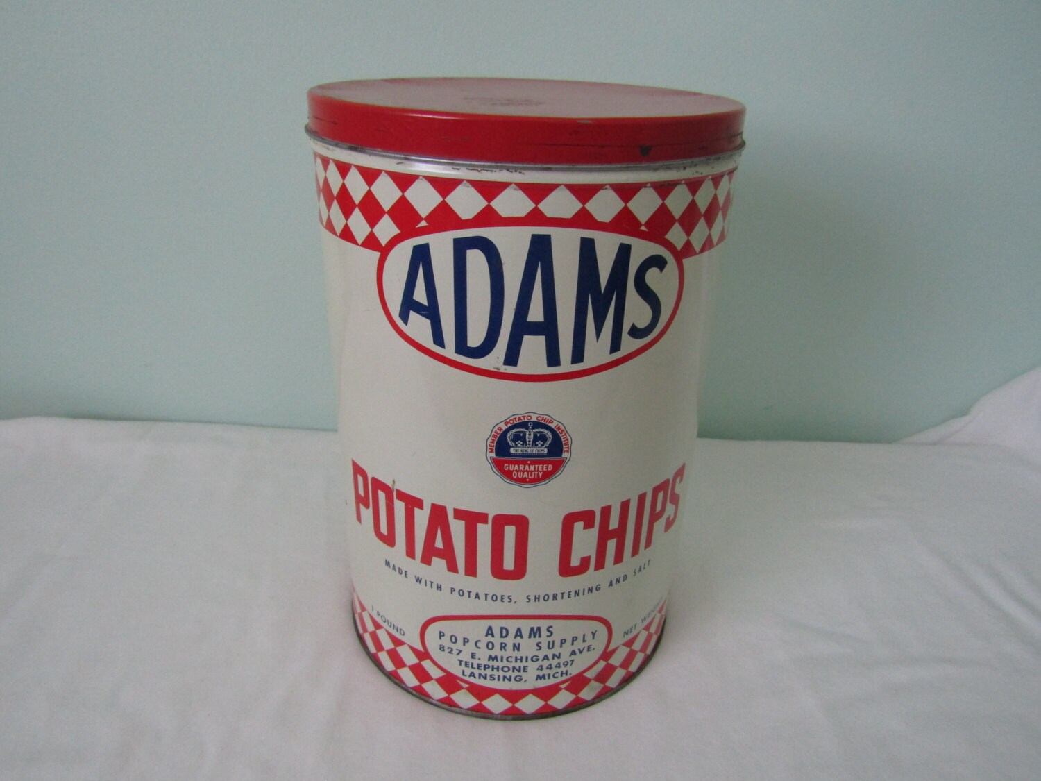 Vintage Adams Potato Chips 1 Pound Tin Adams Popcorn Supply