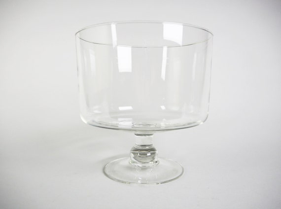Mid Century Large Classic Glass Trifle Pedestal Bowl From The