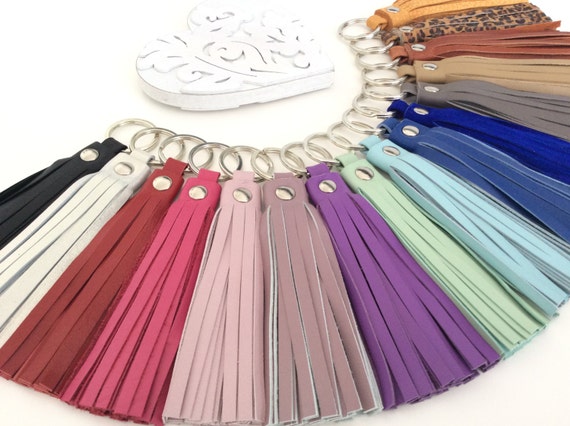 Leather tassel keychain.Leather key fob.Leather by PulpoCreations