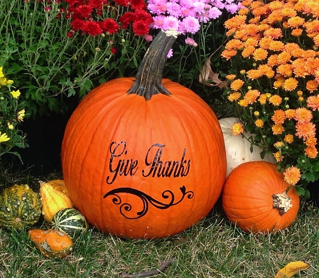 GIVE THANKS Decal Pumpkin Decal Fall Decal Thanksgiving