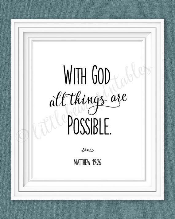 With God all things are possible Bible verse printable