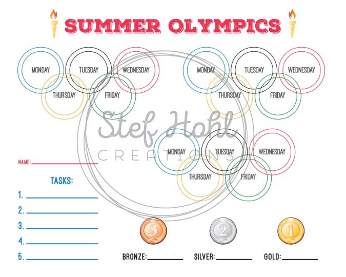 Summer Olympics Task/Reward/Chore Chart by StefHohlCreations
