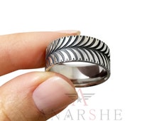 Engraved Tire Ring, Sterling Silver Tire Tread Ring, Tire Design Band ...