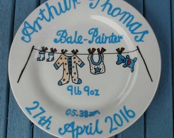 Baby birth plate | Etsy
