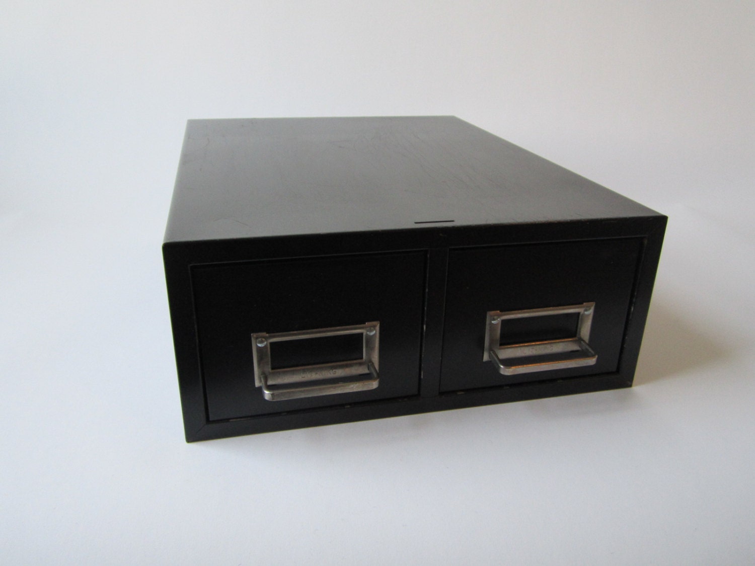 Metal Filing Storage Drawers Black Industrial Two Drawer Box Cabinet ...