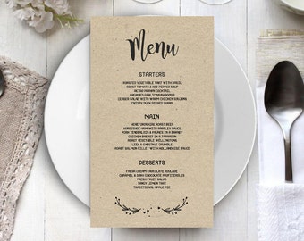 Unique kraft paper menu related items | Etsy