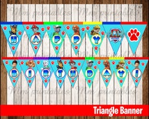 80% OFF SALE Paw Patrol Triangle Banner instant download, Printable Paw ...