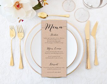 Unique kraft paper menu related items | Etsy