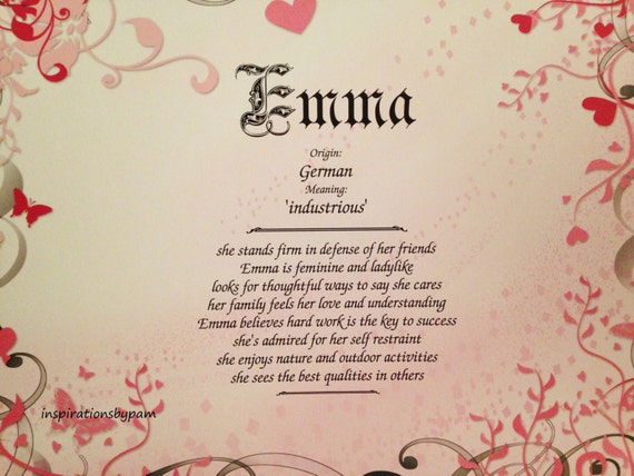 Personalized Emma First Name Meaning Art Print-Name