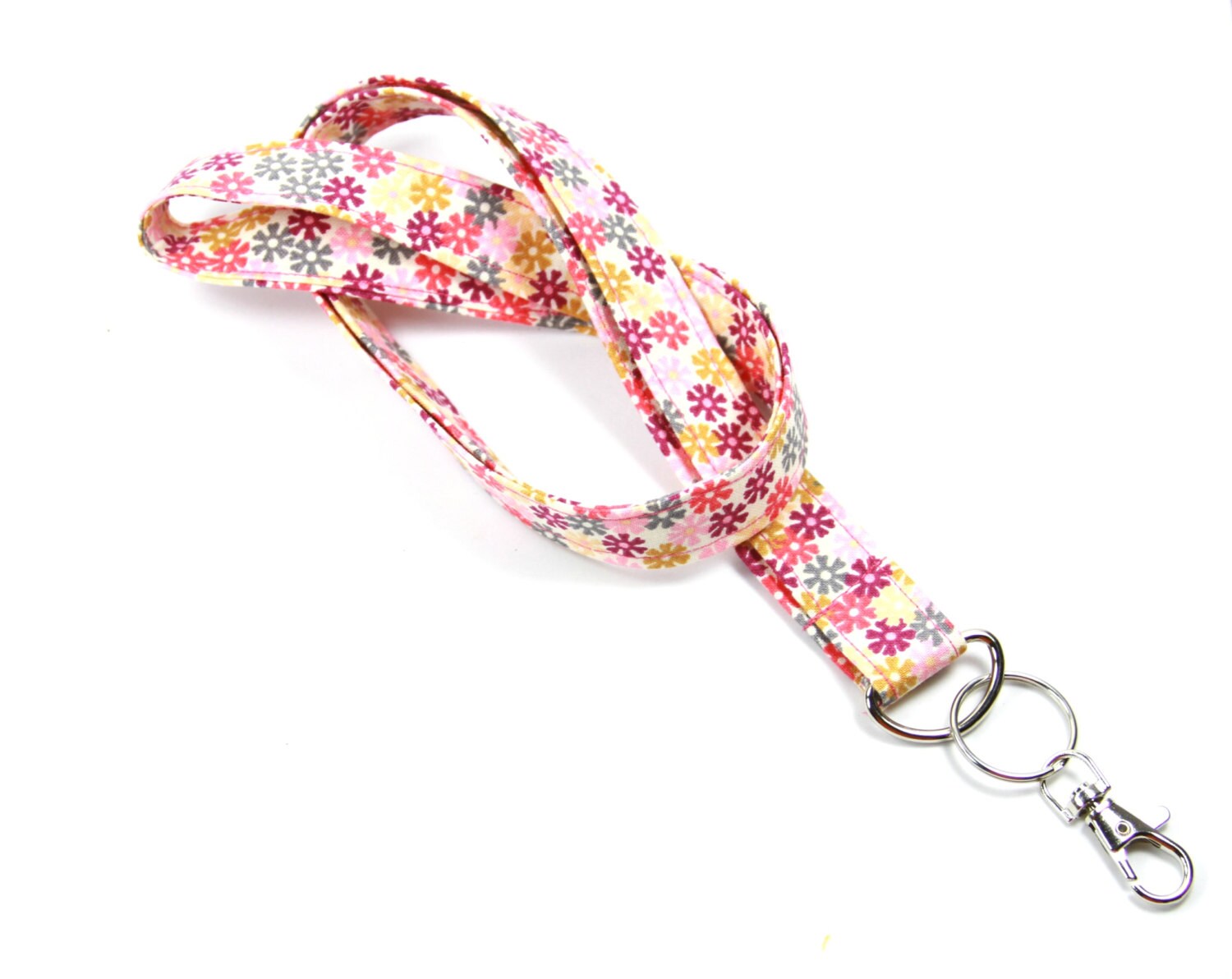 SPRING FLOWERS Fabric lanyard Flowers Lanyard Spring Flowers
