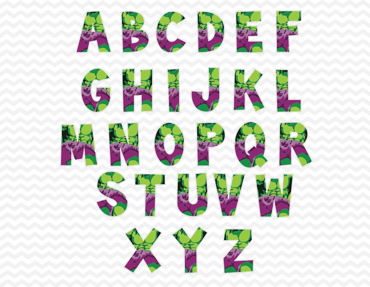 HULK alphabets superhero Alphabet PNG superhero by ABCSongShop