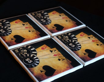 Playing card coaster | Etsy