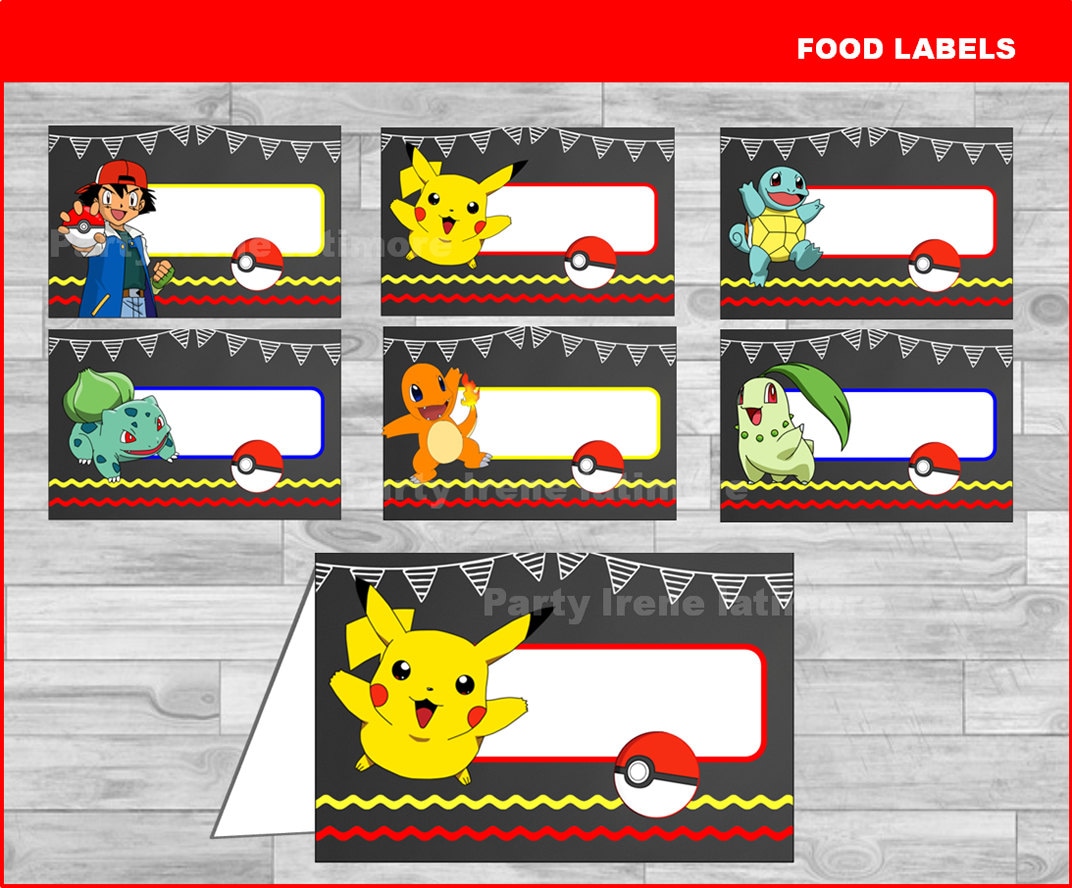 Pokemon food labels Instant download Pokemon Chalkboard food