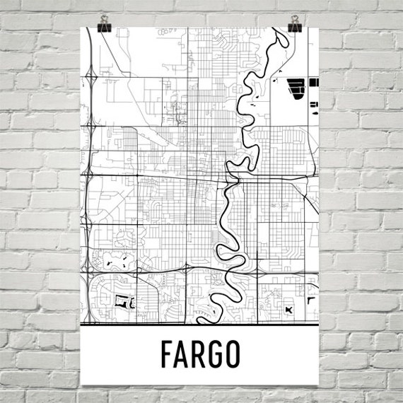 Fargo Map Fargo Art Fargo Print Fargo ND Poster Fargo Wall