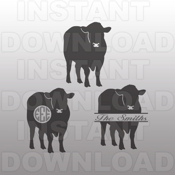 Bull SVG FileCattle Monogram SVG File-Vector Clip Art for