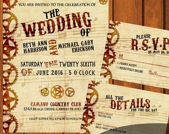 Steampunk wedding invitations | Etsy