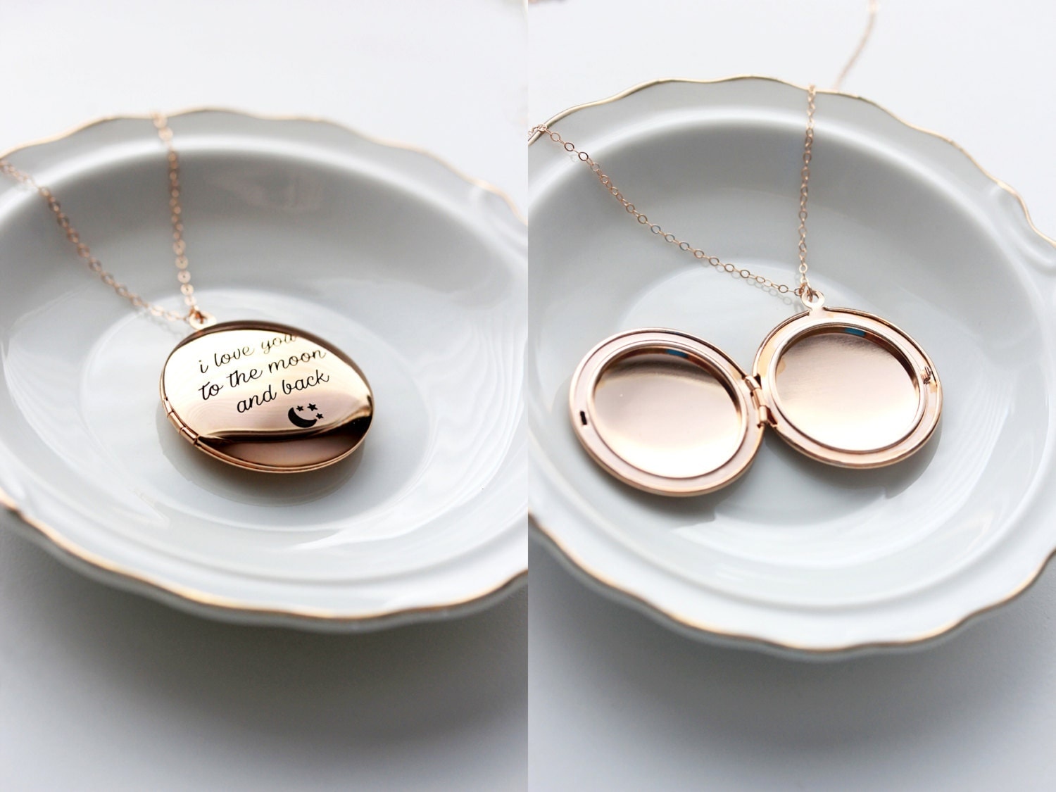 Engraved Locket Necklace LARGE Personalized Engraved Locket