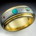 The 9 Planets Ring 18k gold Gibeon Meteorite and 9