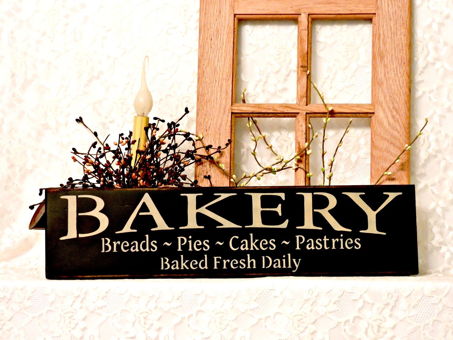 Bakery Breads Pies Cakes Pastries Baked Fresh Daily Sign