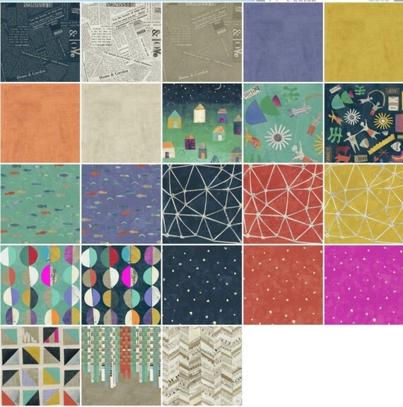 Story Newsprint cotton fabric by Carrie Bloomston for Such