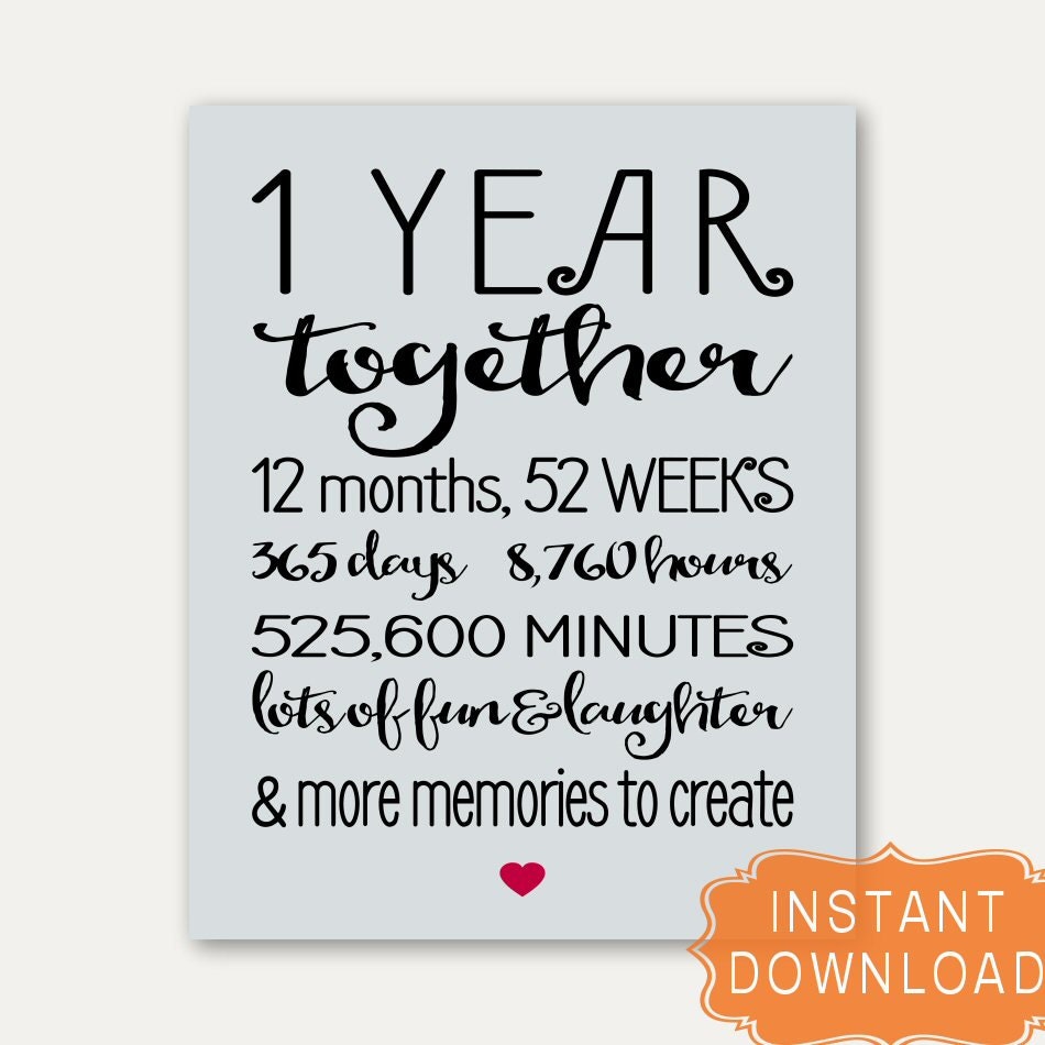 1 Year Anniversary Sign Annviersary Cute Gift For Boyfriend