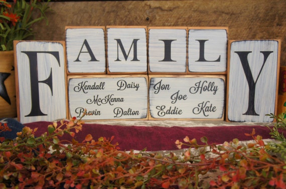 8 Piece Custom Block Set Family Personalized With
