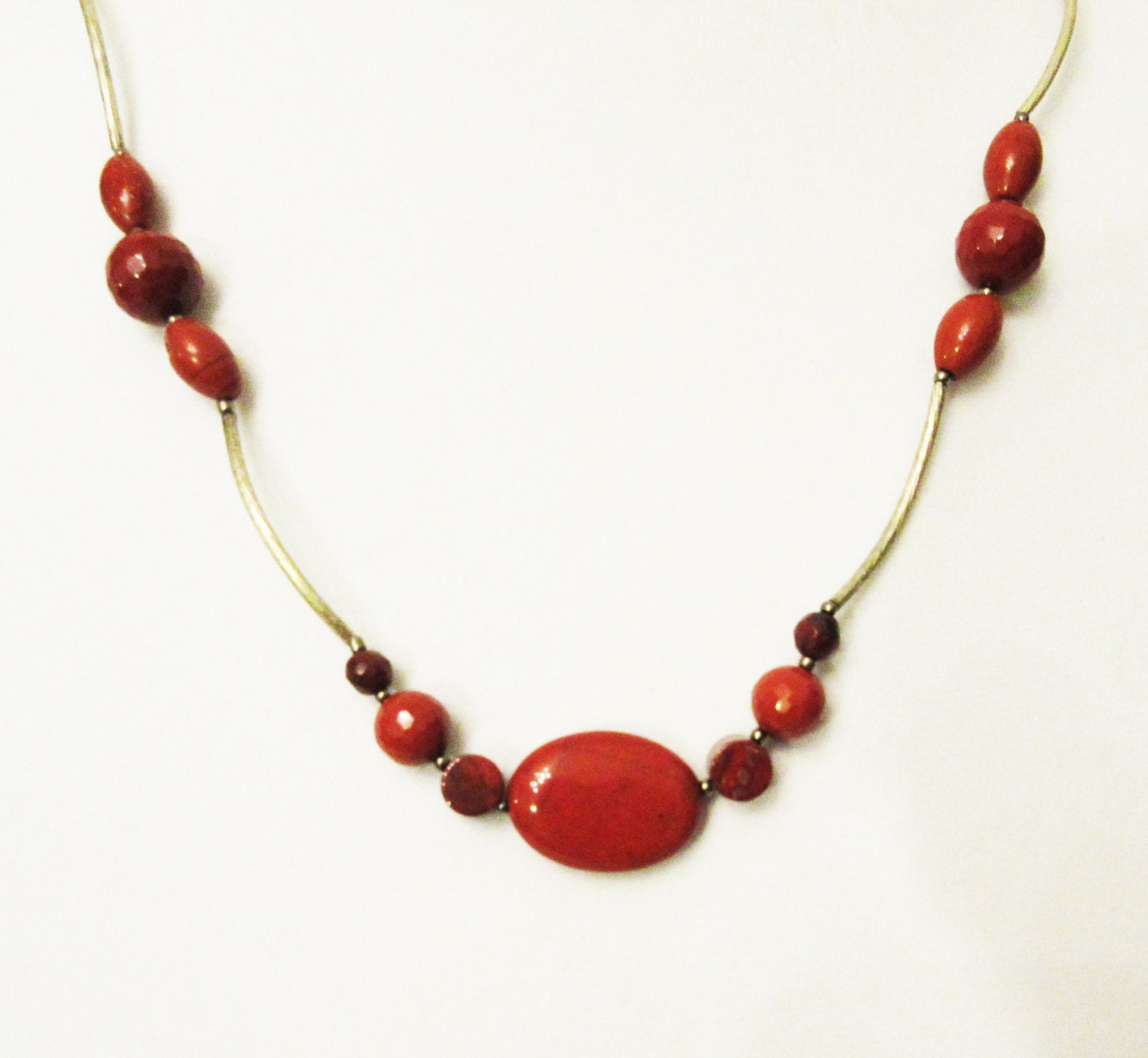CIJ SALE Red Jasper Necklace, Red Jasper Reversible Necklace, Handmade ...