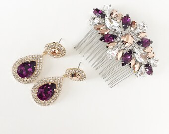 Purple hair comb | Etsy