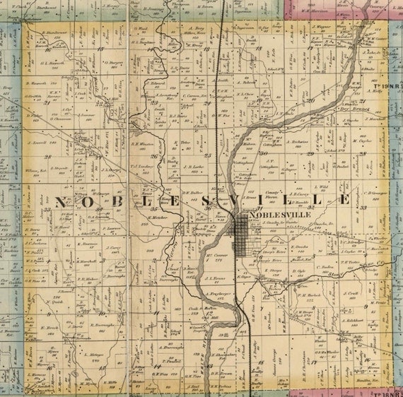 Hamilton County Indiana 1866 Old Wall Map Reprint with
