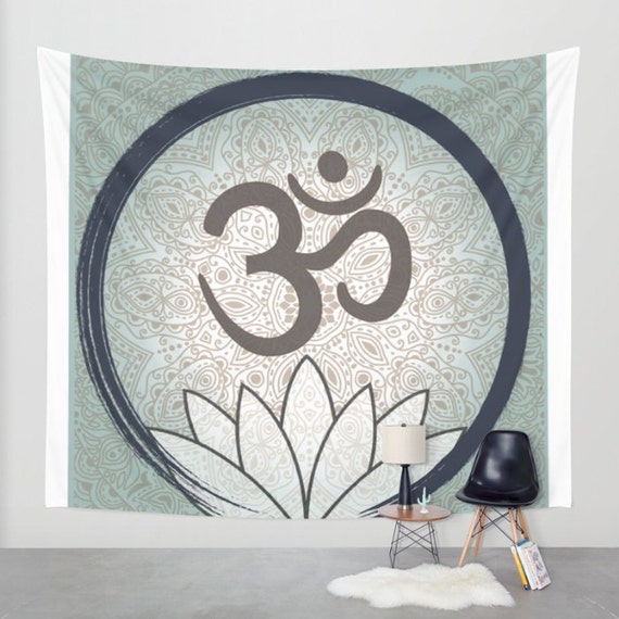 Mandala Ohm Tapestry Zen Circle Neutral by SerenityGiftStore ...