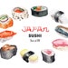 Sushi Sashimi Clipart Watercolor Japan Asian Food Kawaii