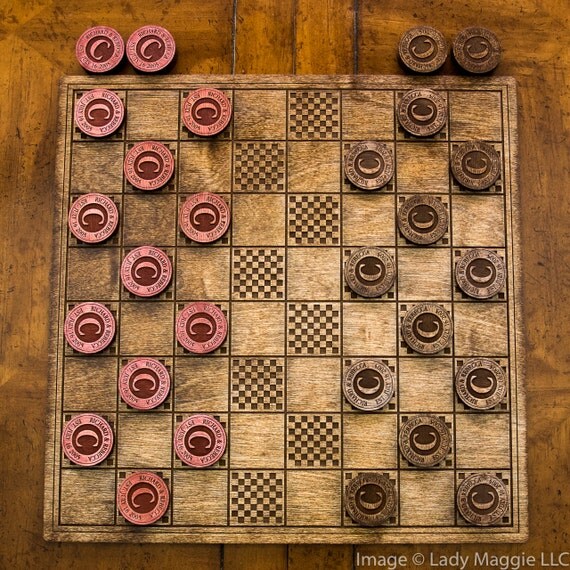 Personalized Checkers Game Custom Engraved Checkers